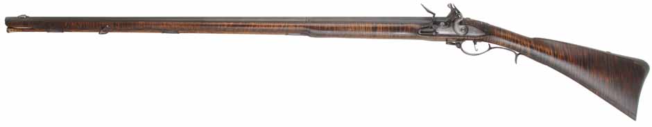 Left Jacob Dubbs Fowler, 20 gauge, 41" octagon-to-round barrel, flint ...